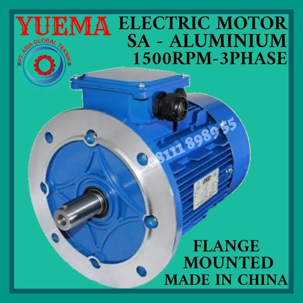 Jual SA 0.5KW 0.75HP 1500RPM 4POLE 3PHASE B5 ELECTRIC MOTOR YUEMA ...